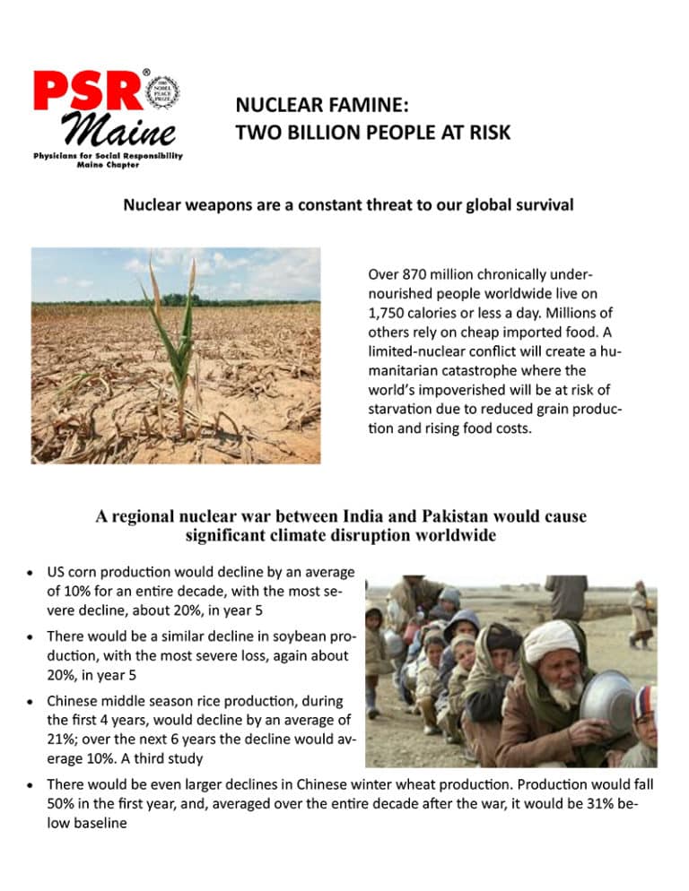 Nuclear Famine: Two Billion People At Risk | PSR Maine